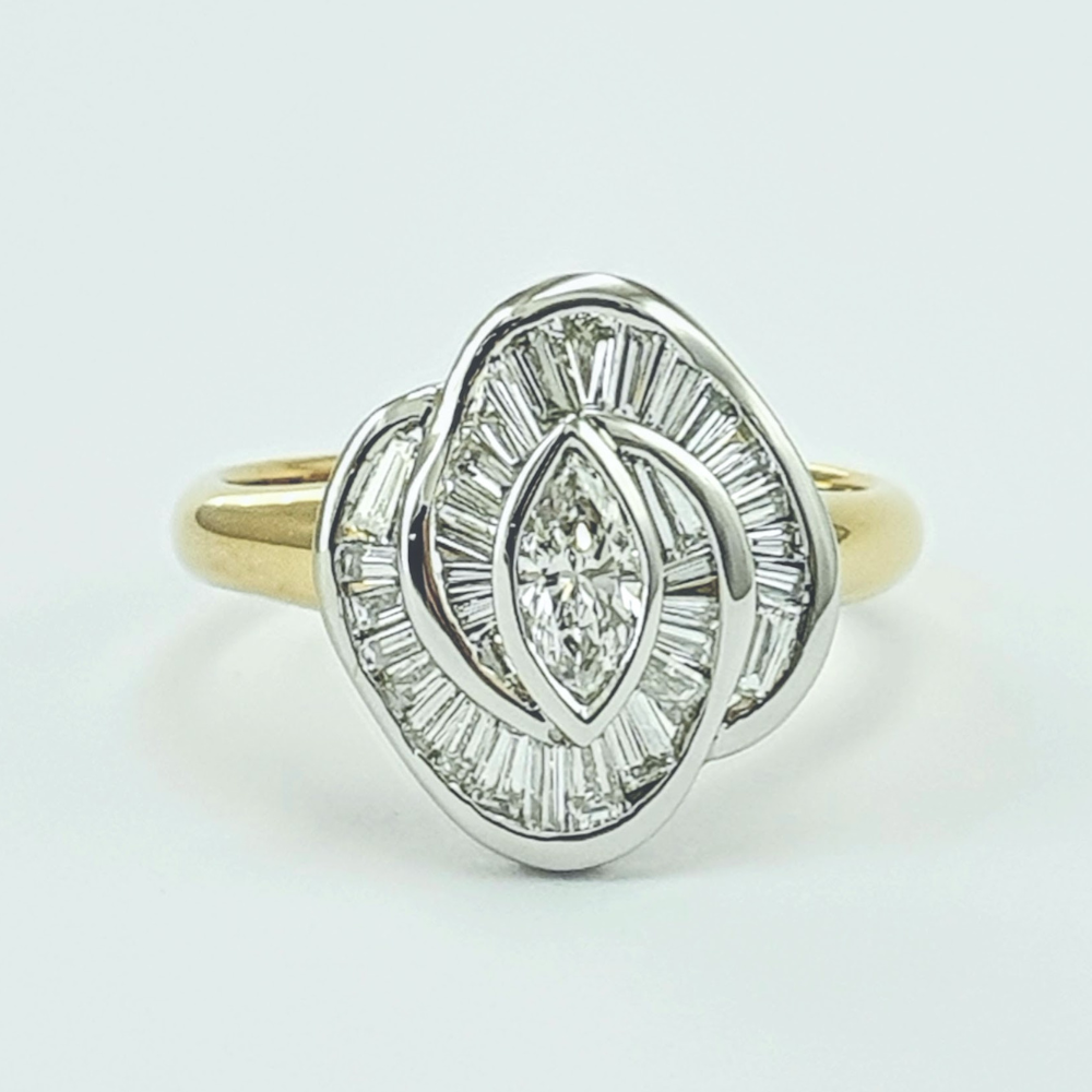 White and Yellow Gold Diamond Cluster Ring – Desma Designs