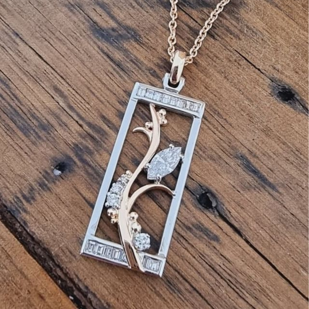 9ct Rose and White Gold Diamond Pendant – Desma Designs