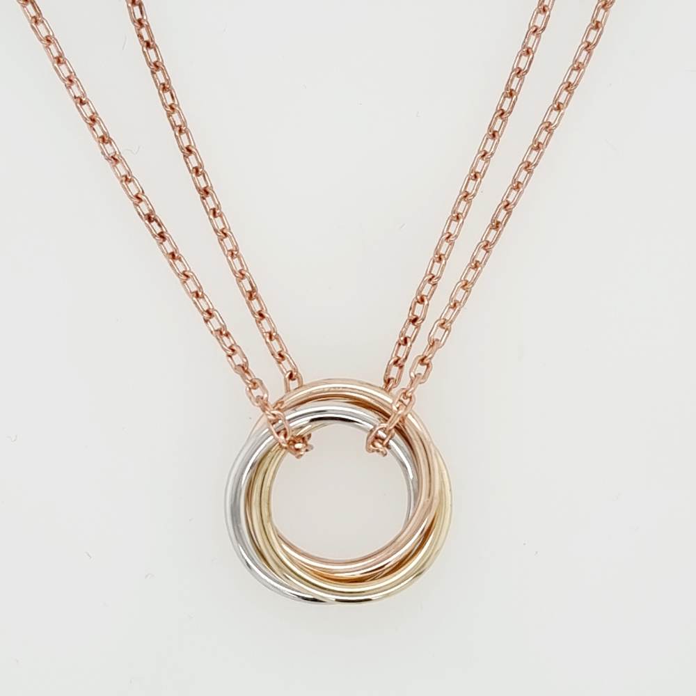 White, Yellow and Rose Gold Trilogy Circle Pendant – Desma Designs