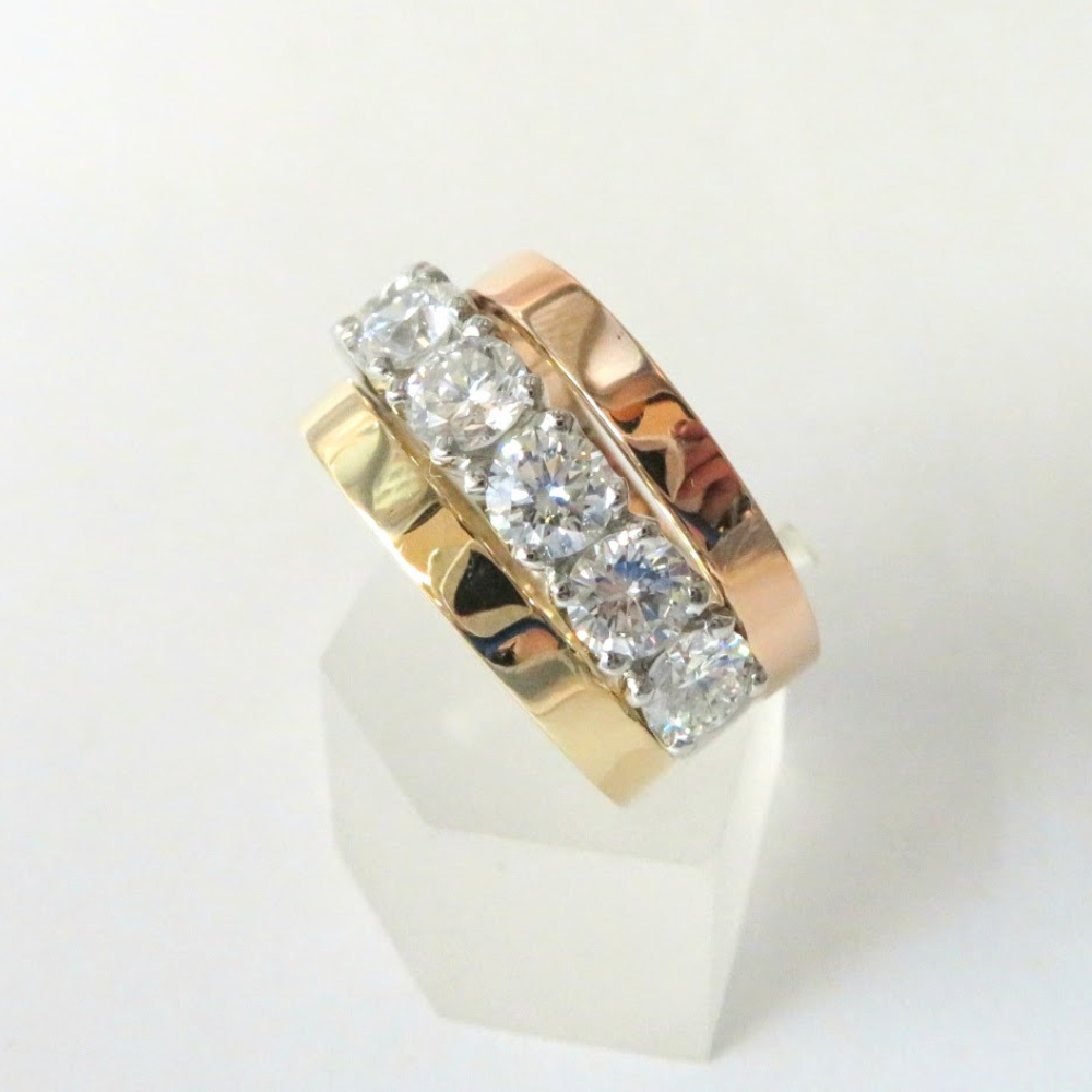 Yellow and Rose Gold Diamond Ring – Desma Designs